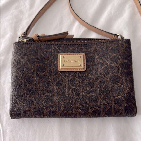 Calvin Klein | Bags | Calvin Klein Brown Signature Crossbody Bag | Poshmark